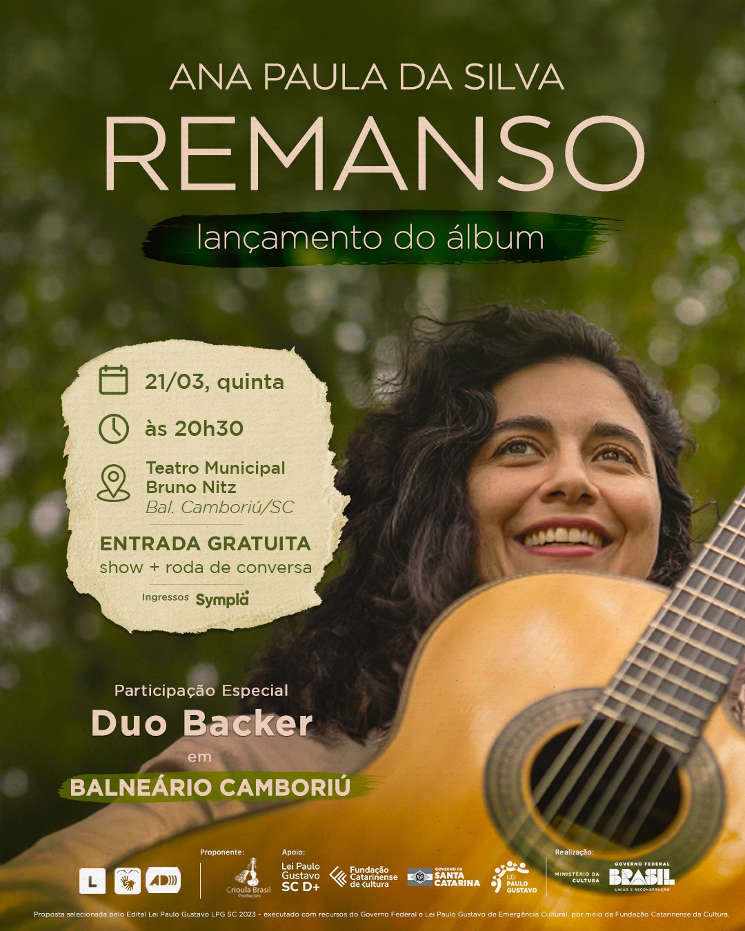 Cantora Ana Paula da Silva lança álbum no Teatro Bruno Nitz nesta quinta