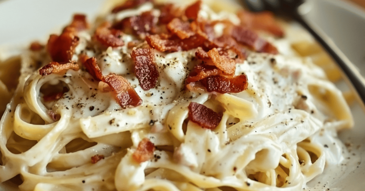 Talharim ao Molho Branco com Bacon Crocante: Simples e Irresistível!