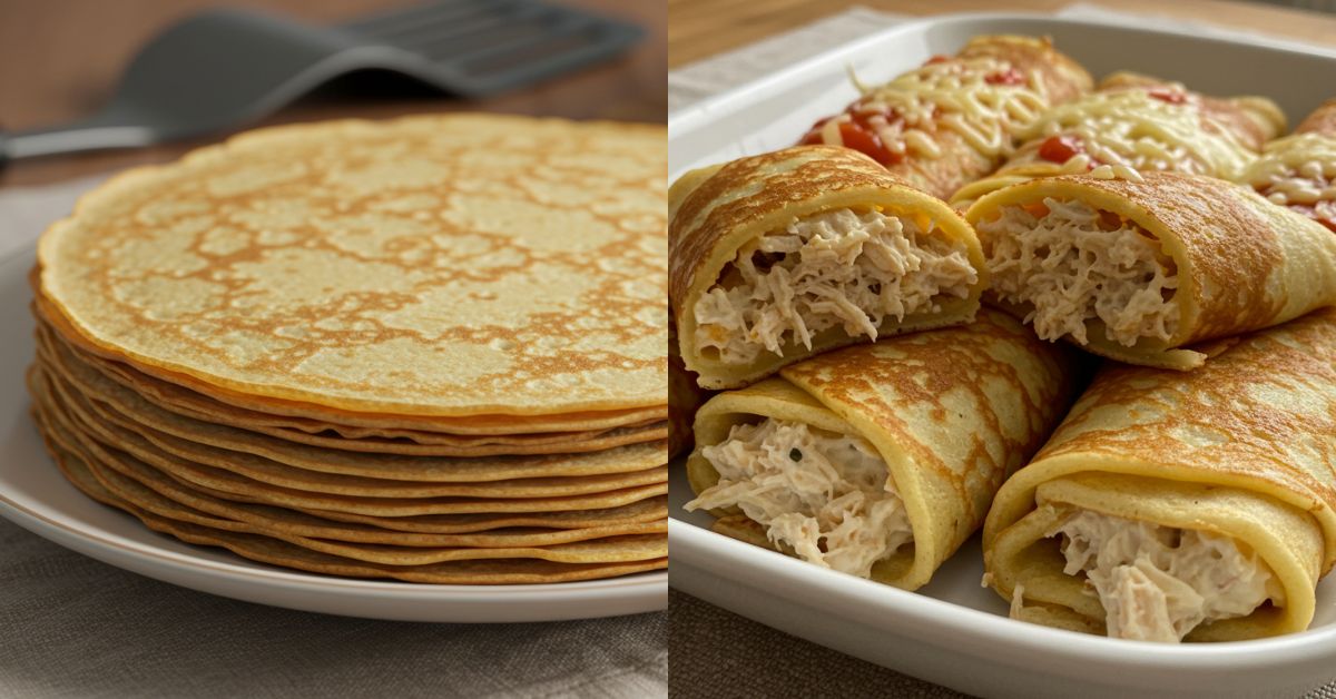 Panqueca recheada com frango e requeijão: a combinação perfeita!