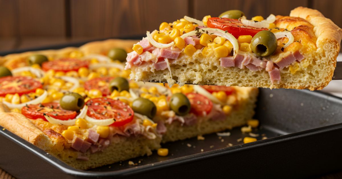 Torta pizza portuguesa de liquidificador fofinha e saborosa